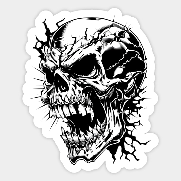 A SKULL SCREAMING - Rock - Sticker | TeePublic