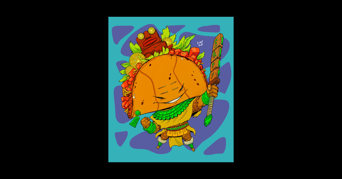 Aztec Taco warrior - background - Funny - Sticker | TeePublic