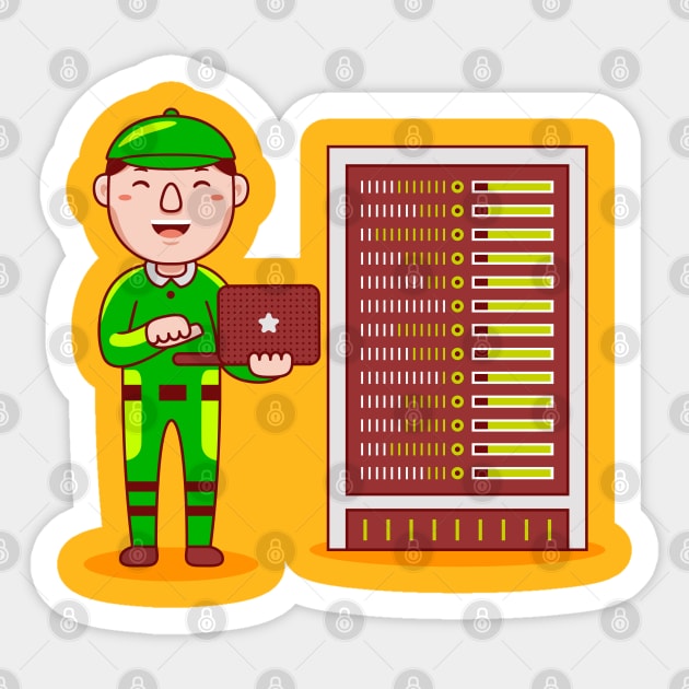 Cute Network Engineer Cartoon - Network Engineer Cartoon - Sticker ...