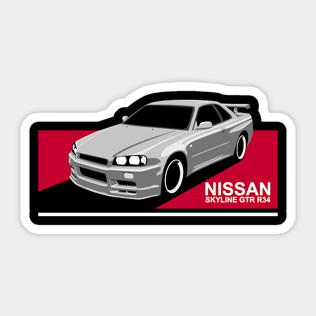 Nissan Skyline GTR R34 - Nissan Skyline Gtr R34 - Sticker | TeePublic