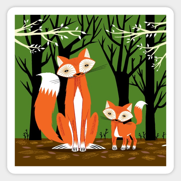 Two Fine Foxes - Fox - Sticker | TeePublic
