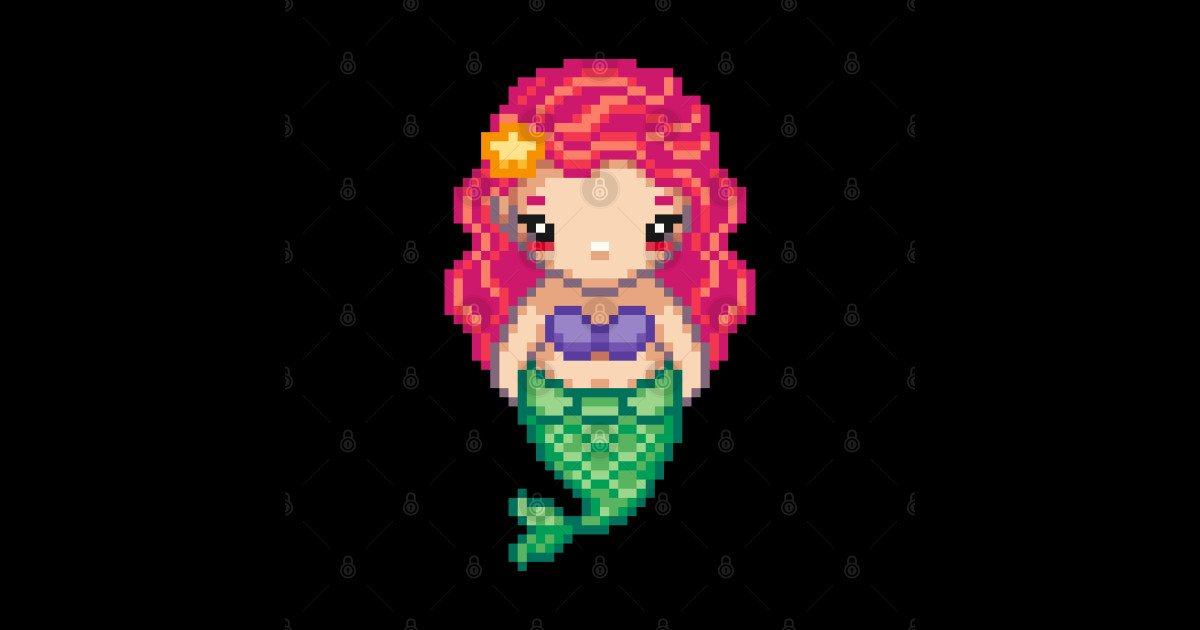 Pixel Mermaid - Pixel Art - Sticker | TeePublic