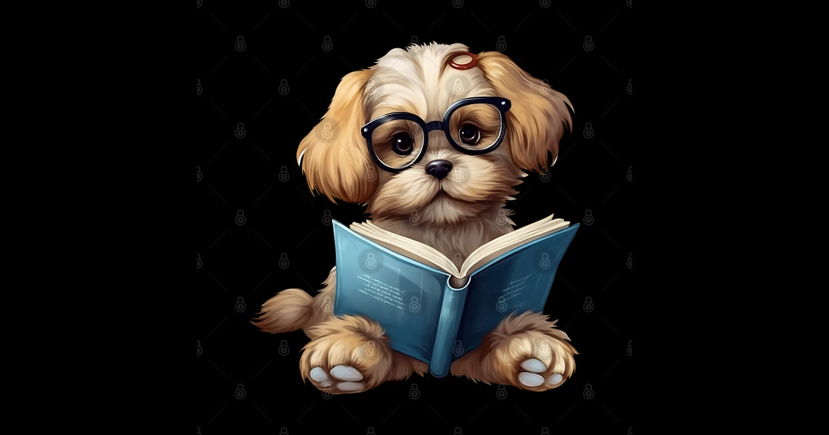 Dog with Book - Dog - Sticker | TeePublic