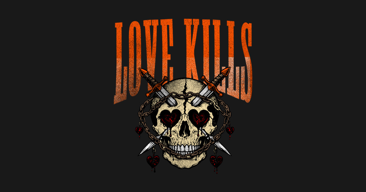 Love Kills Skull Daggers Chain Gothic Rock - Love Kills - T-Shirt ...
