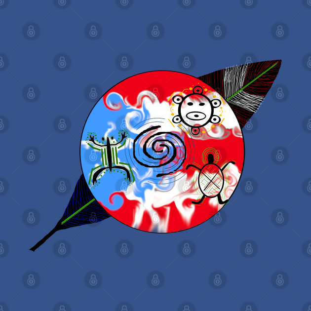 Taino Puerto Rican medallion & Feather. - Taino - T-Shirt | TeePublic