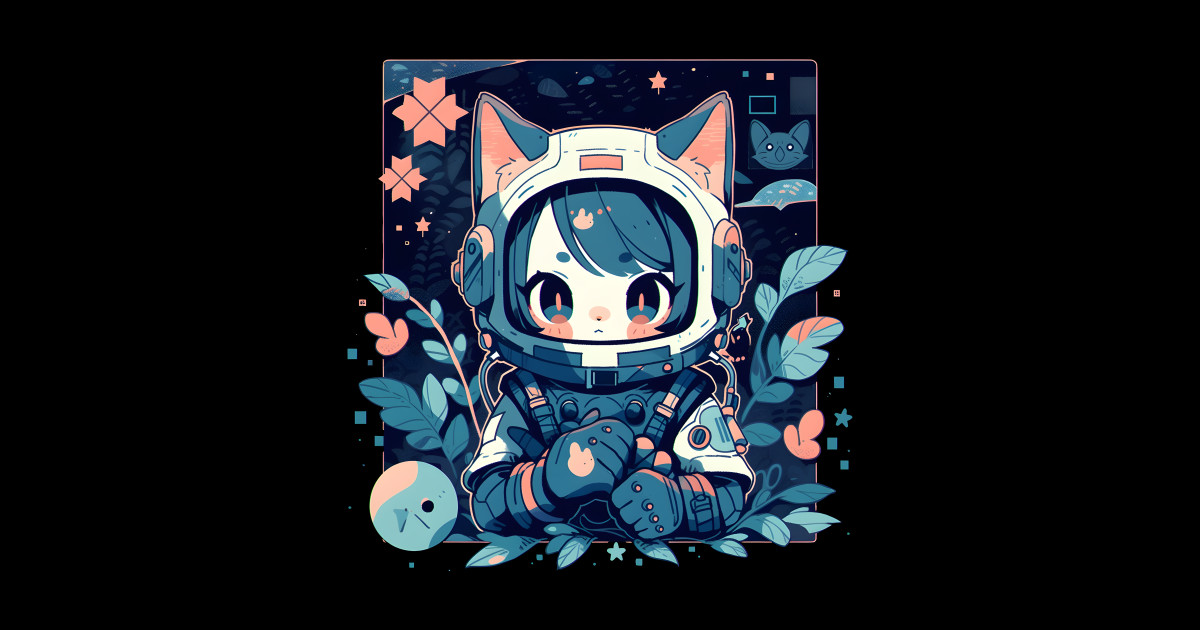 Cute Anime Space Cat Girl - Anime Girl - Sticker | TeePublic