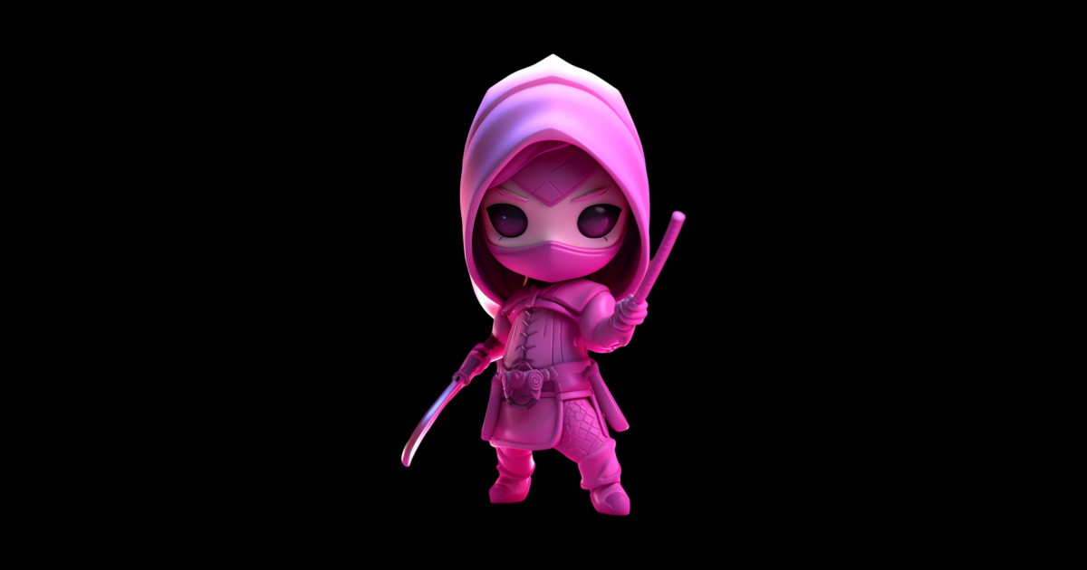 Pink Ninja Goddess: 3D Cartoon Art Depicting a Warrior Assassin in ...