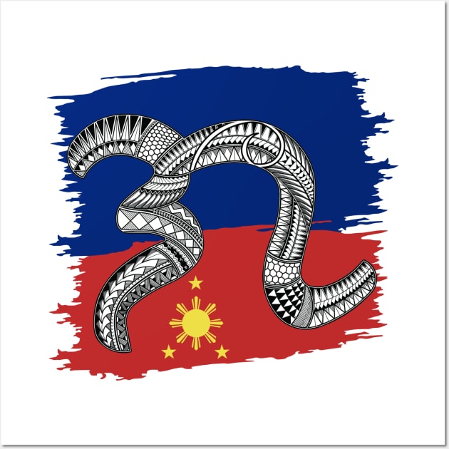 Philippine Flag Tribal line Art / Baybayin word GA - Baybayin - Posters ...