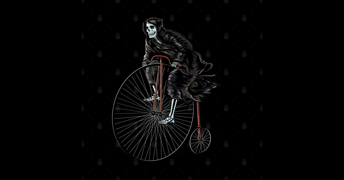 Death Rides a Rusty Farthing - Grim Reaper Funny - Sticker | TeePublic