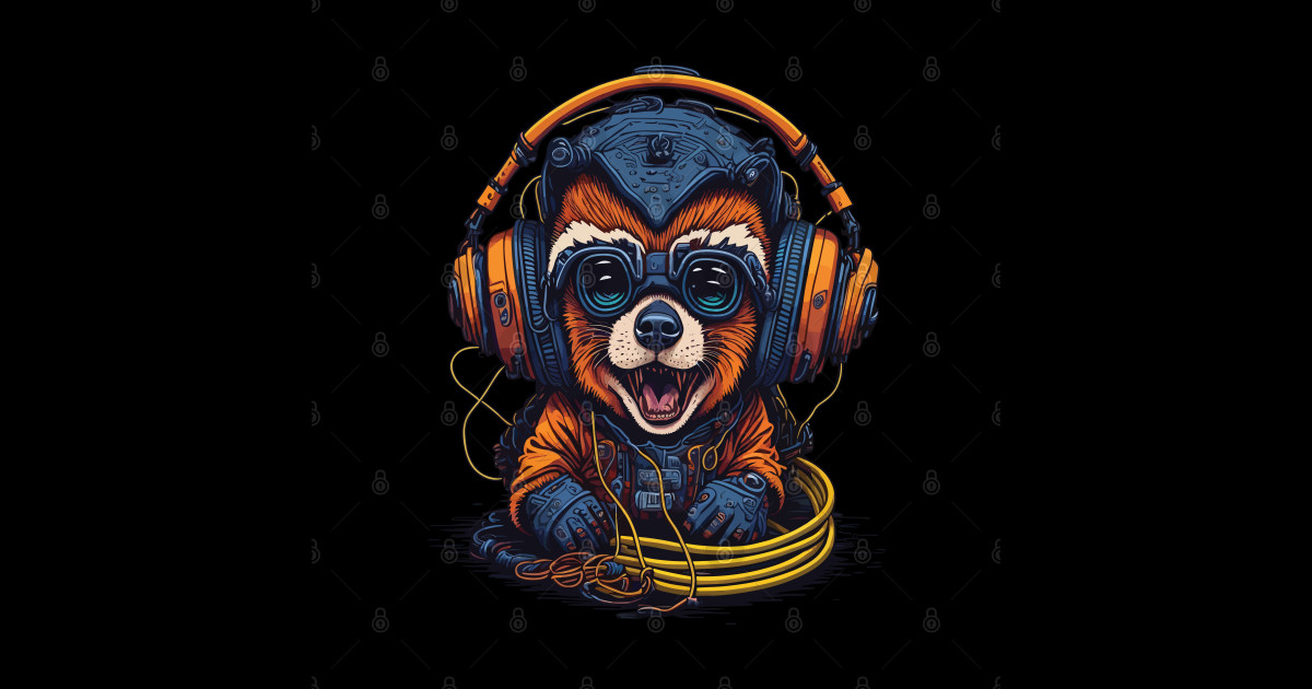 Funny Racoon Wearing Headphones, Dj Music Racoon Lover - Funny Racoon ...