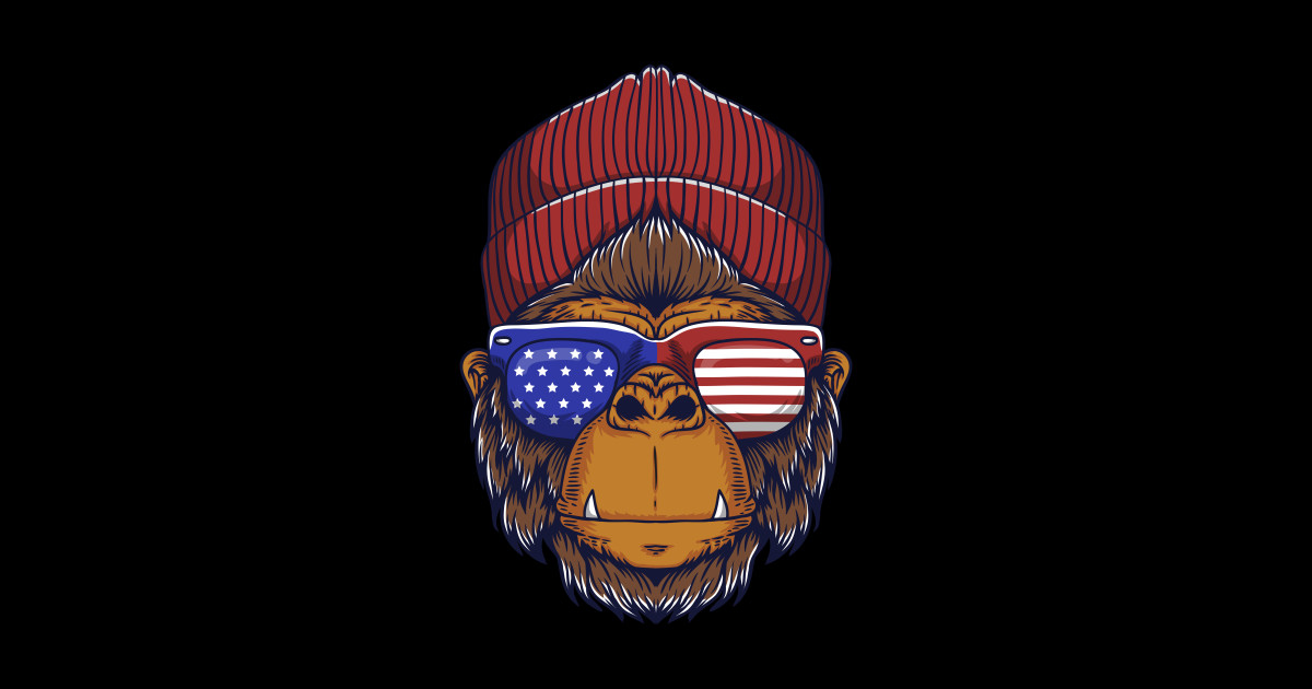 USA Fourth of July Monkey - American Monkey - Sticker | TeePublic