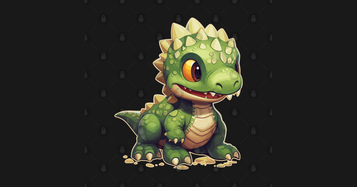Cute Green Adorable Chibi T-Rex Isometric Dinosaur - Adorable Chibi T ...
