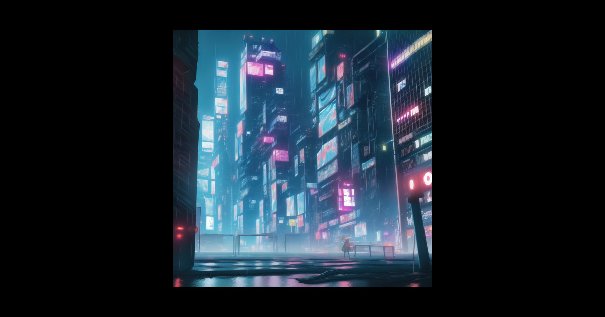 futuristic cyberpunk city - Cyberpunk - Sticker | TeePublic