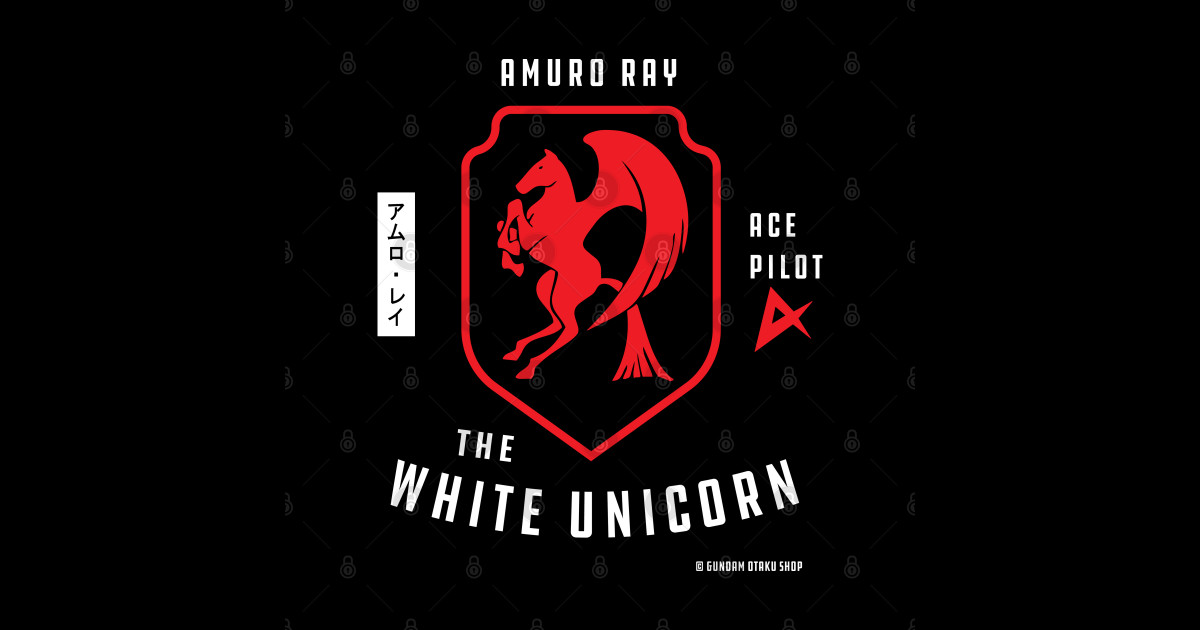 Amuro Ray | White Unicorn Emblem - Gundam - Sticker | TeePublic
