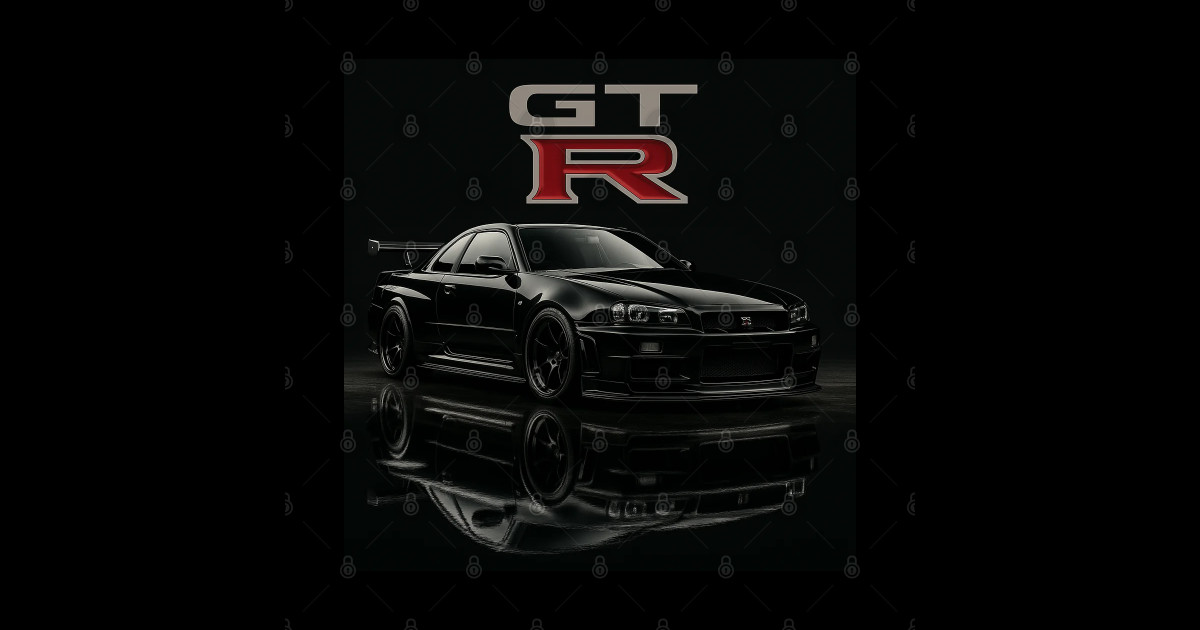 Blacked Out R34 GT-R - R34 Skyline - Sticker | TeePublic