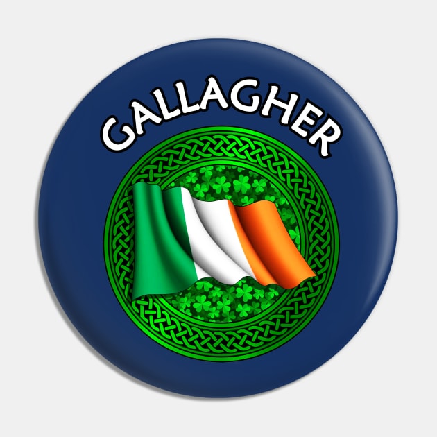 Irish Flag Clover Celtic Knot - Gallagher - Gallagher - Pin | TeePublic