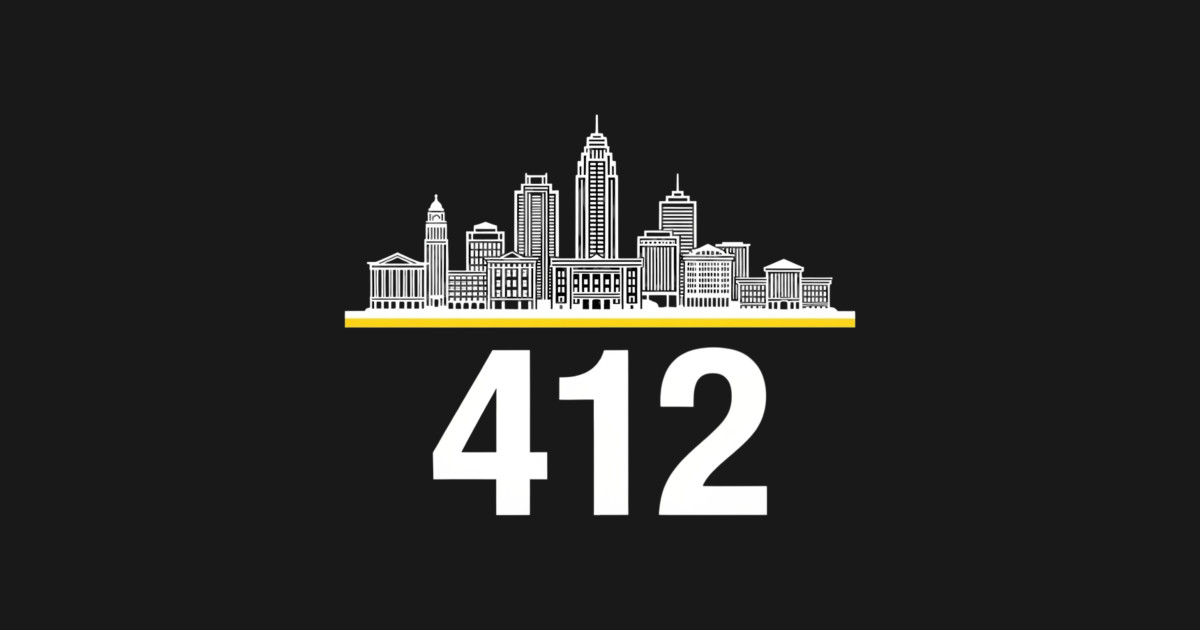 Eye-Catching 412 Area Code with Skyline for Pittsburgh Pennsylvania ...