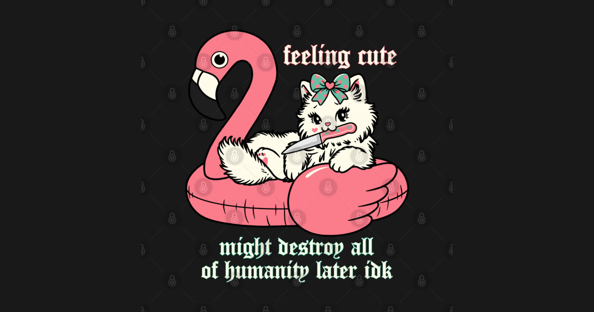 feeling cute kitty cat in flamingo floatie - Kitty Cats - T-Shirt ...