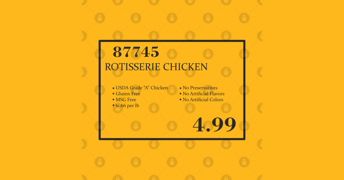 barcode Costco rotisserie chicken label 87745 - Costco - T-Shirt ...