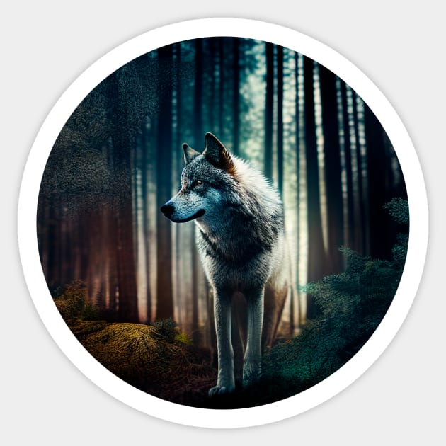 Wolf Forest - Wolf - Sticker | TeePublic