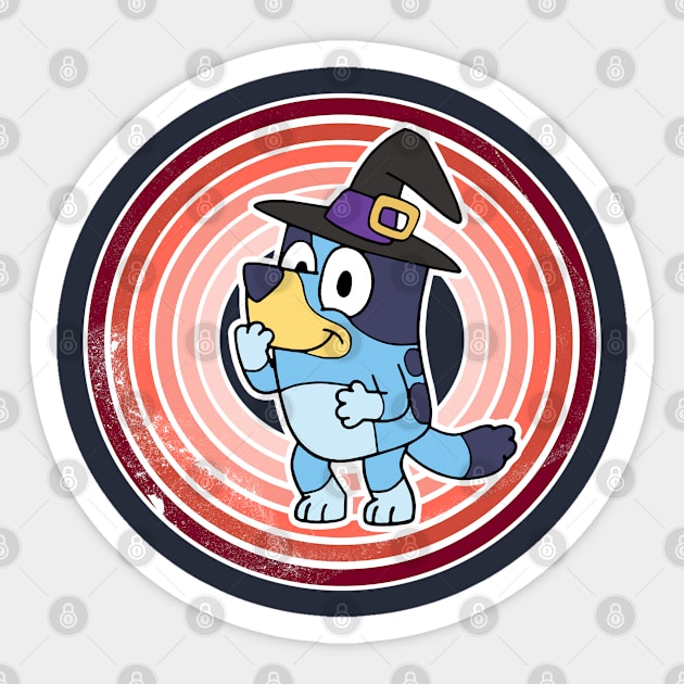 Vintage Bluey Witch - Bluey Halloween - Sticker | TeePublic