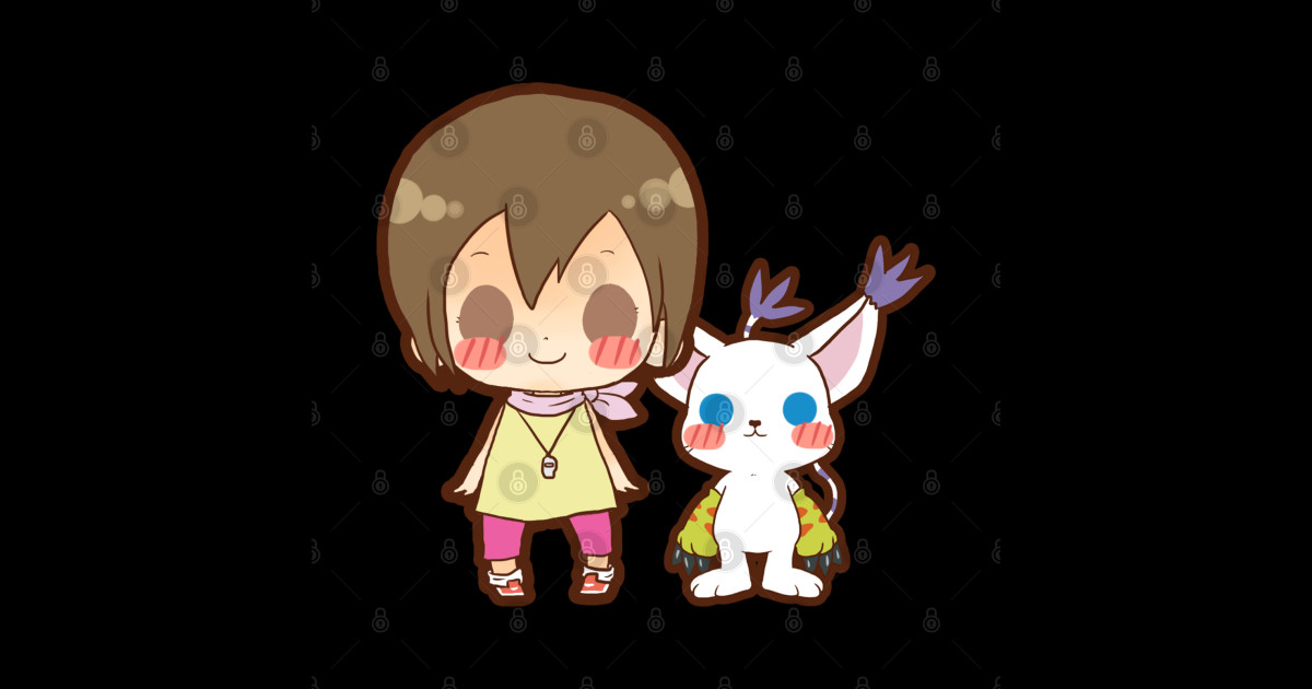 kari & tailmon - Chibi - T-Shirt | TeePublic