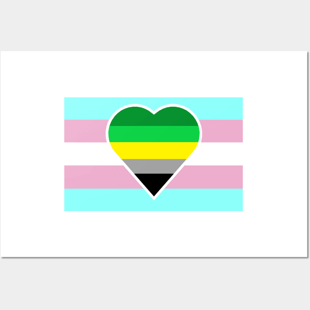 Transgender Pride Flag with Aromantic Heart (Yellow-Stripe Variant ...