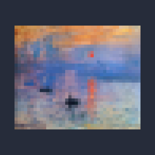 Monet Impression Sunrise - Pixel Art - Pixelart - T-Shirt | TeePublic