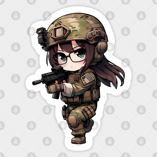 Tactical Chibi Girl - Chibi - Sticker | TeePublic