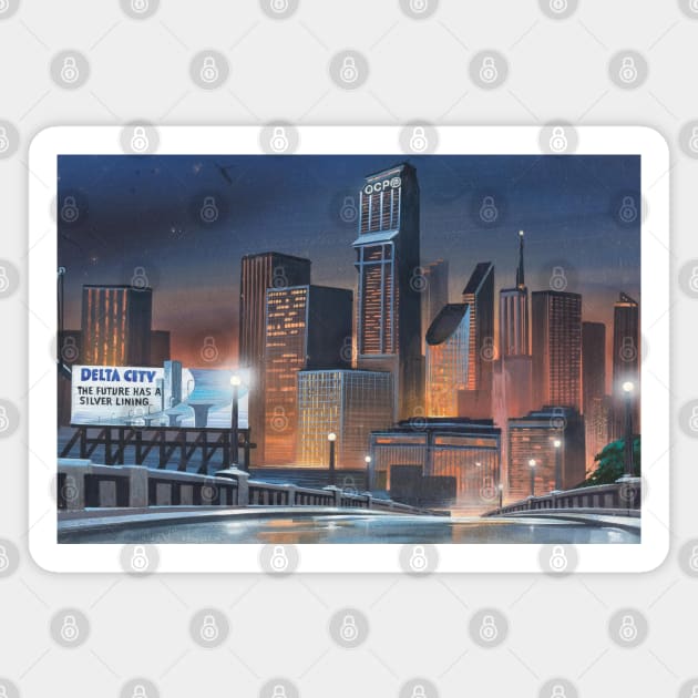OCP Building - Old Detroit Skyline Night - Robocop - Magnet | TeePublic