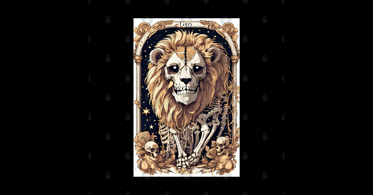 Leo lion skeleton - Leo - Sticker | TeePublic