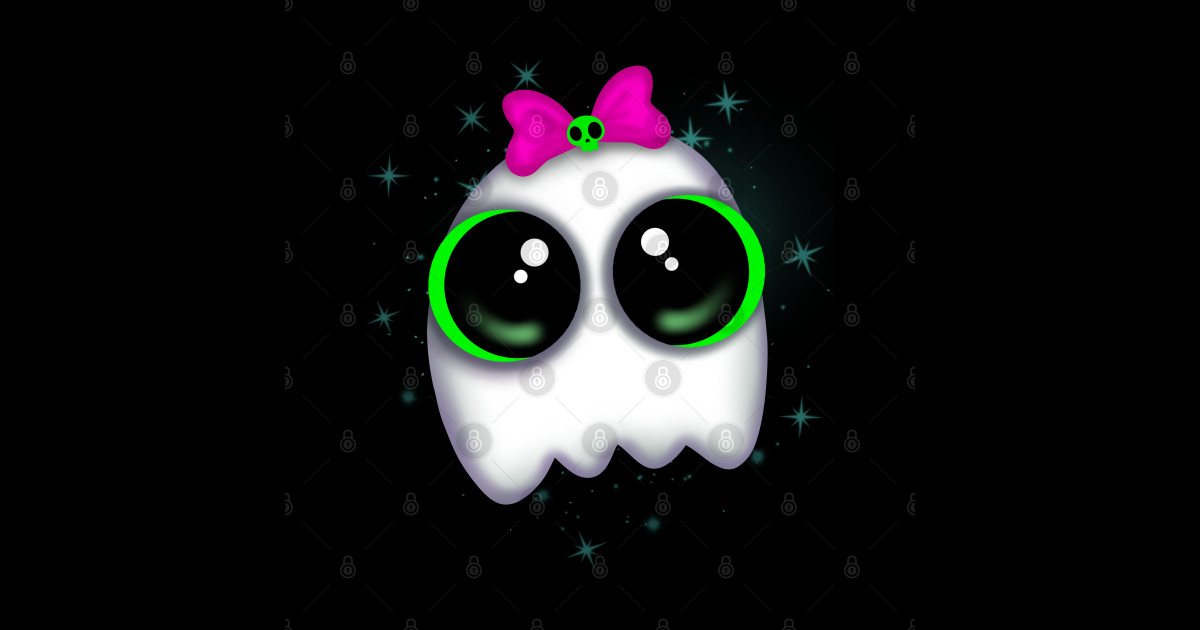 Cute Little Big Eyed Ghostie With Sparkles - Halloween - Posters and ...