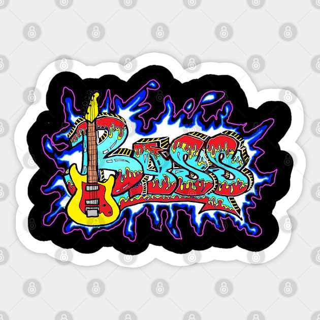 Bass, Bassist, Music, Art Pop Art Graffiti - Graffiti - Sticker | TeePublic