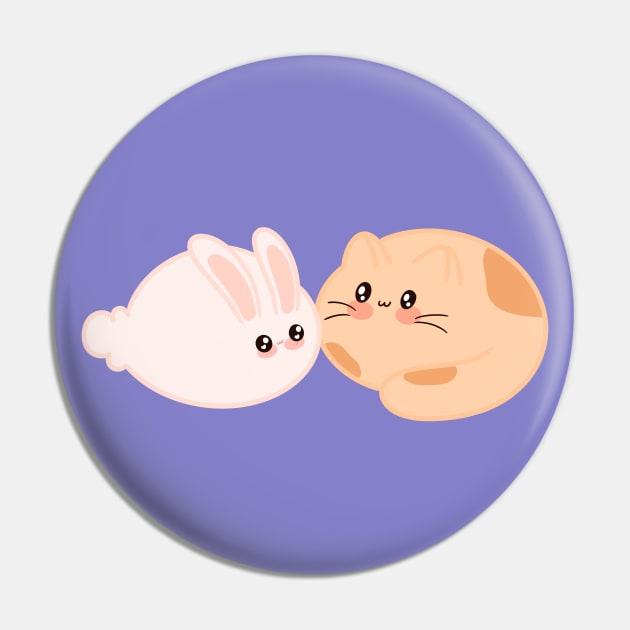 Blobs & friends bunny and cat - Bunny Cat - Pin | TeePublic