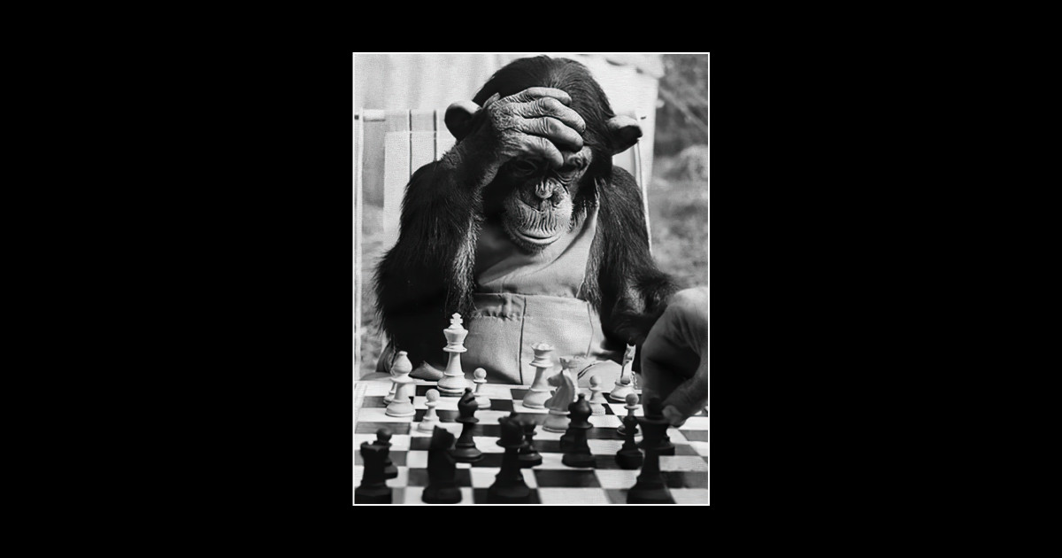 Funny Chimp Playing Chess Photo Booth Monkey Chess Lover - Funny Chimp ...