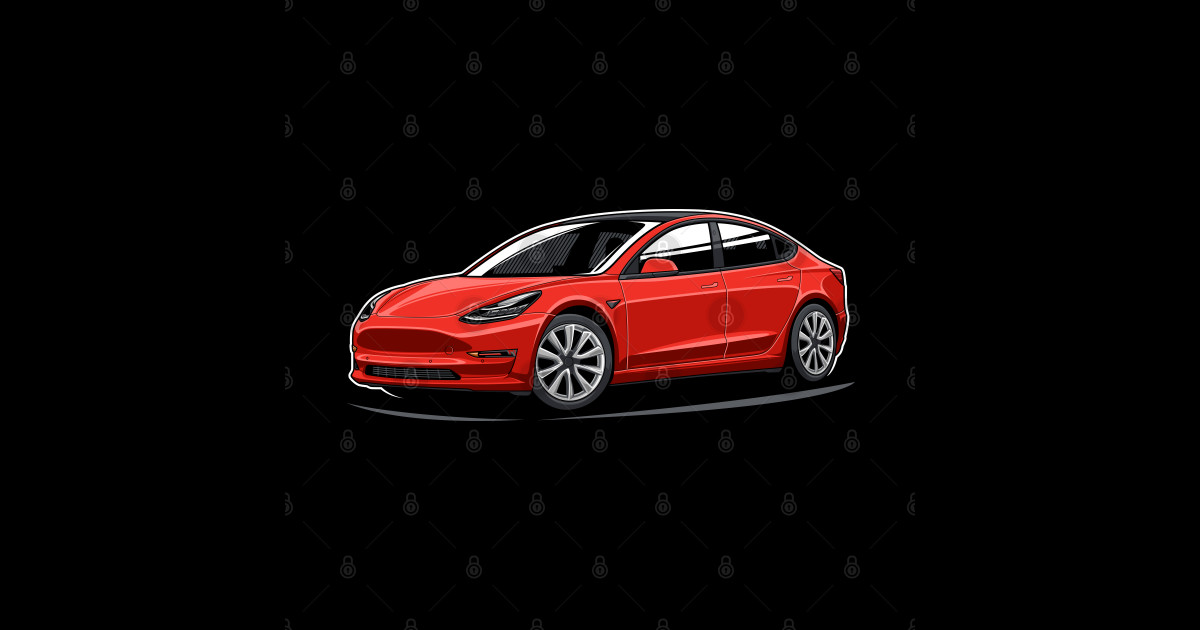 Model 3 (Red) - Tesla Model 3 - Sticker | TeePublic