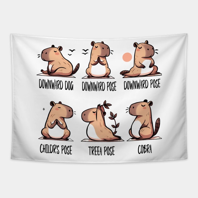 Zen Capybara Yoga Poses Illustration Set - Capybara Yoga Series Playful ...