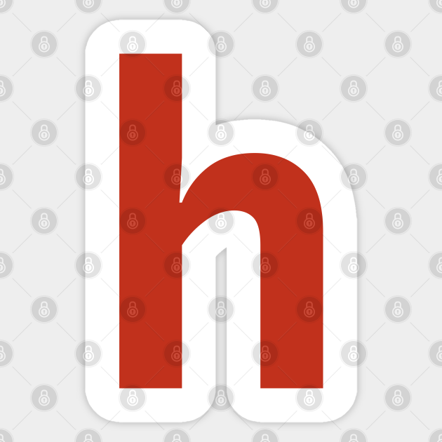 Letter h in Red Text Minimal Typography - Red - Sticker | TeePublic