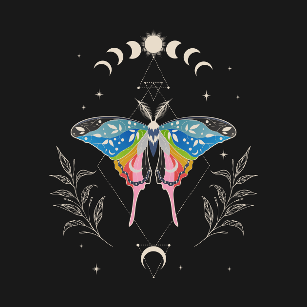Queer Luna Moth Celestial Cottagecore LGBT Pride Flag - Queer - T-Shirt ...