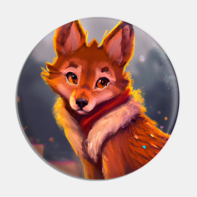 Cute Red Wolf Drawing - Cute Red Wolf - Pin | TeePublic