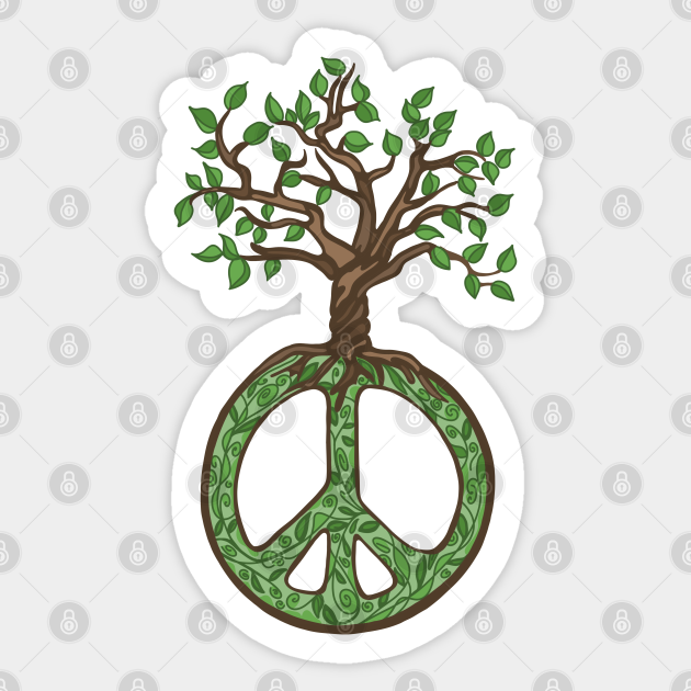 Peace Sign and Tree Of Life - Peace Sign Tree - Sticker | TeePublic