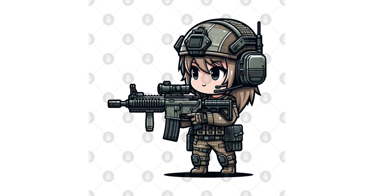 Tactical Chibi Girl - Chibi - T-Shirt | TeePublic