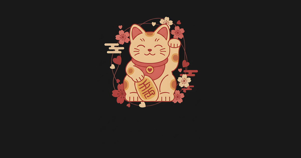 Lucky Love Maneki Cat - Japanese Cat - T-Shirt | TeePublic