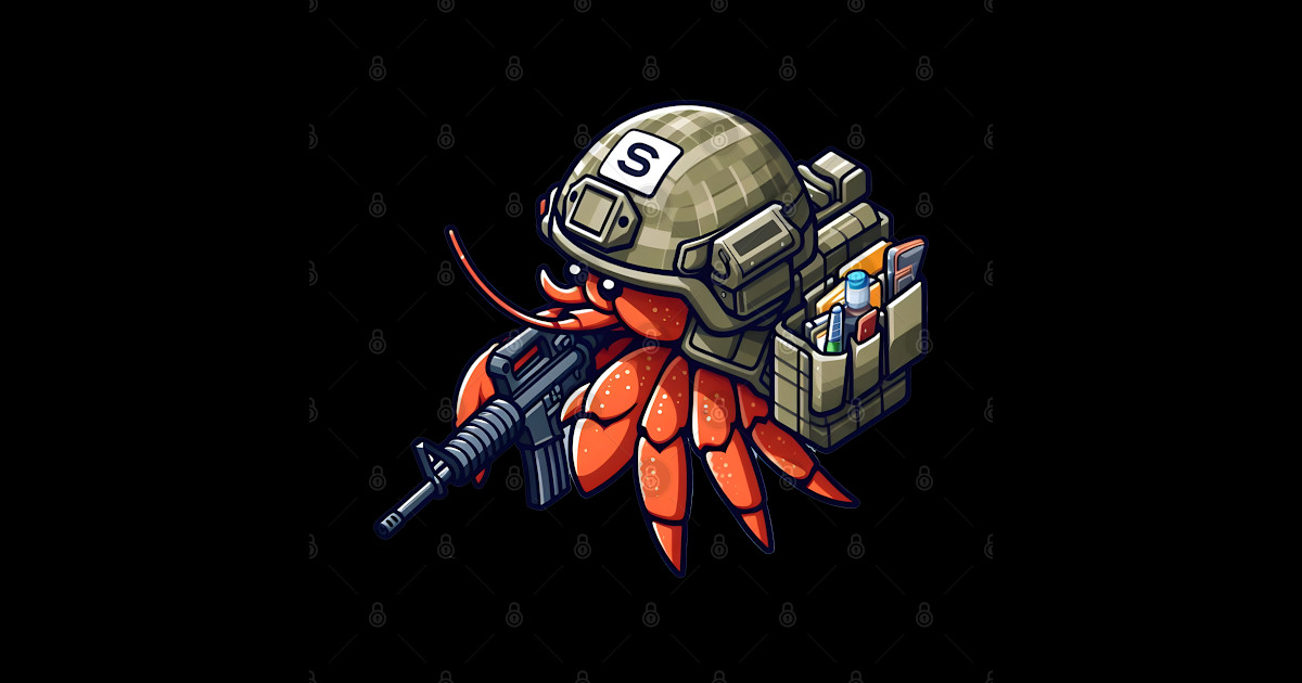 Tactical Hermit Crab - Hermit Crab - Sticker | TeePublic
