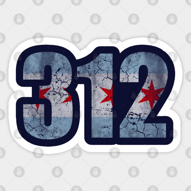 312 Chicago Flag - Chicago - Sticker | TeePublic