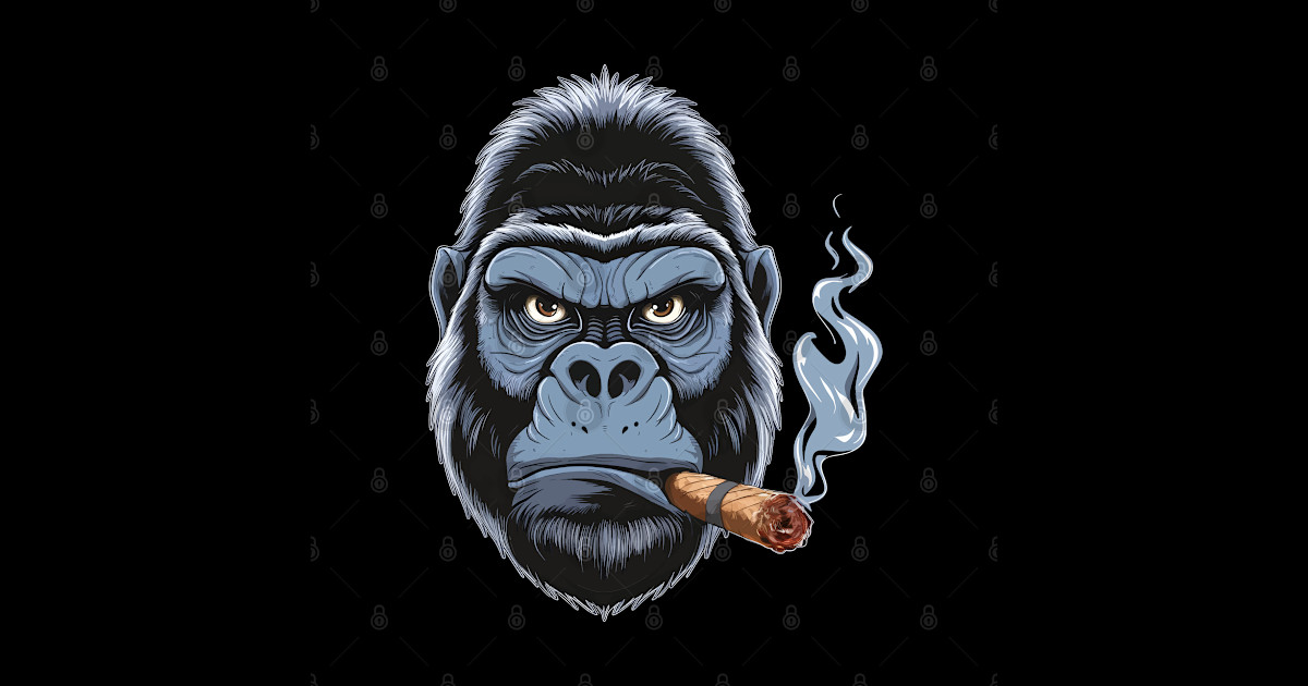 Funny Monkey Cigar Gorilla Smoking Cigarette - Cigar - Sticker | TeePublic