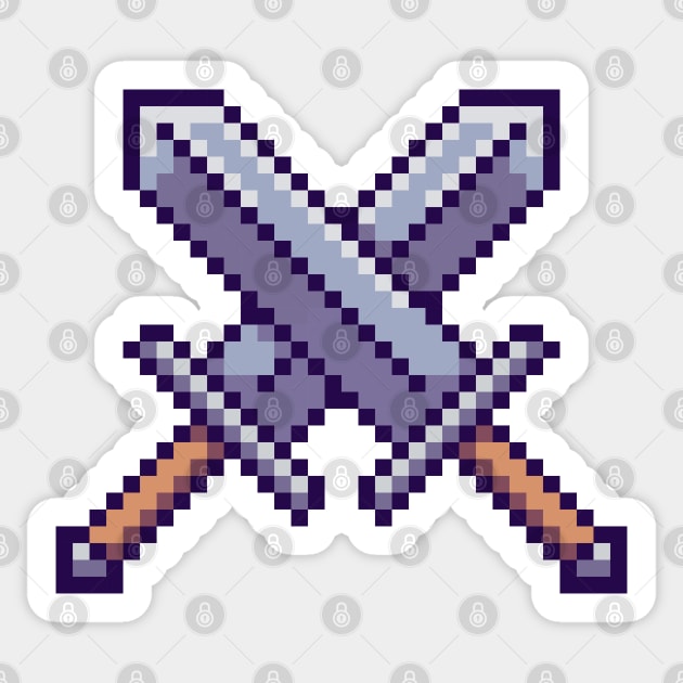 Pixel Art Crossed Swords - Pixel Sword - Sticker | TeePublic