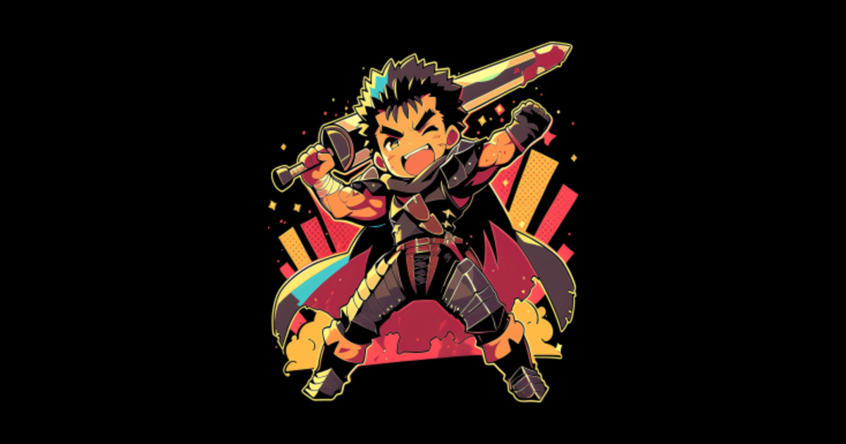 Guts Berserk Black Swordsman Chibi - Guts - Sticker | TeePublic