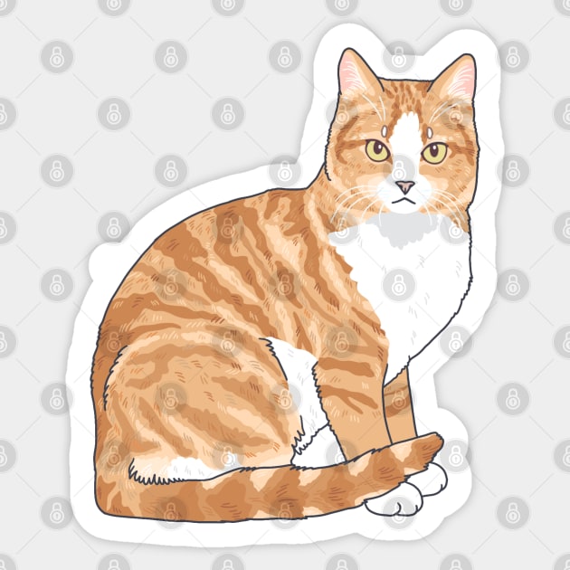 Orange Tabby Cat - Black - Sticker | TeePublic