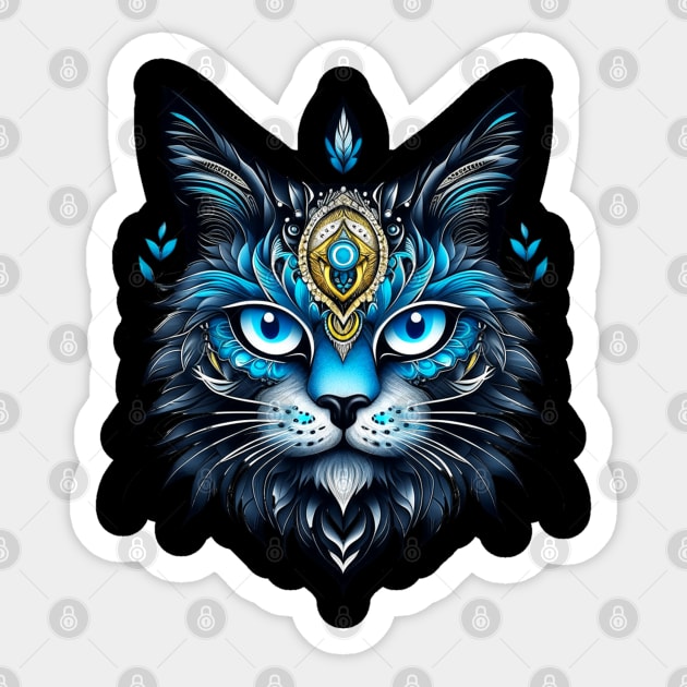 ASTRAL CAT-blue - Astral Cat - Sticker | TeePublic